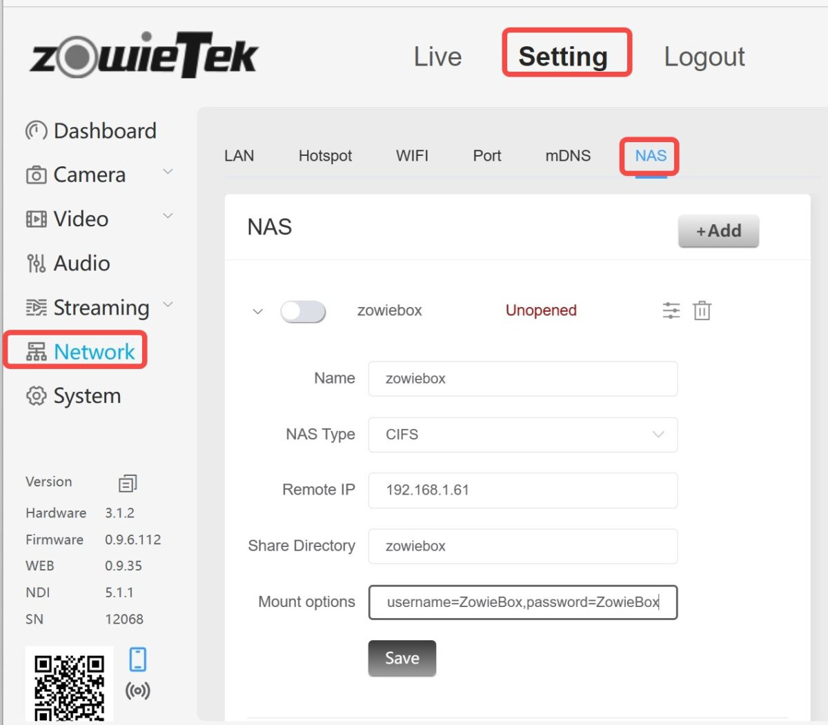 How to use NAS to save video file – Zowietek Electronics, Ltd.
