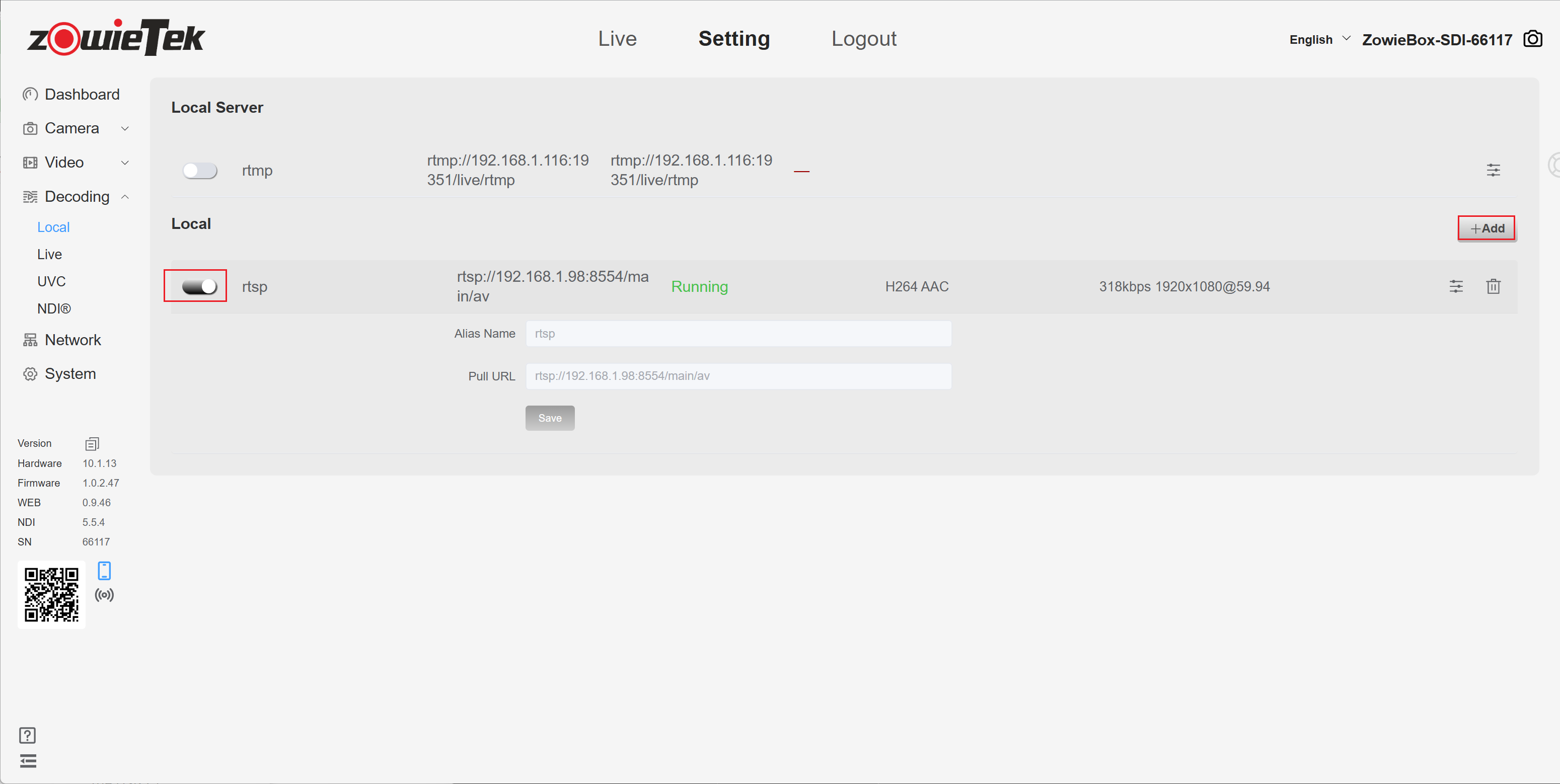 How to decode a local stream – Zowietek Electronics, Ltd.